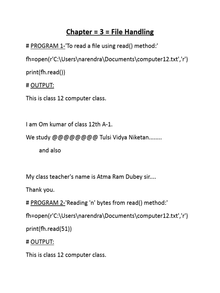 File Handling Practical | PDF | Text File | Computer File File Handling Practical | PDF | Text File | Computer File