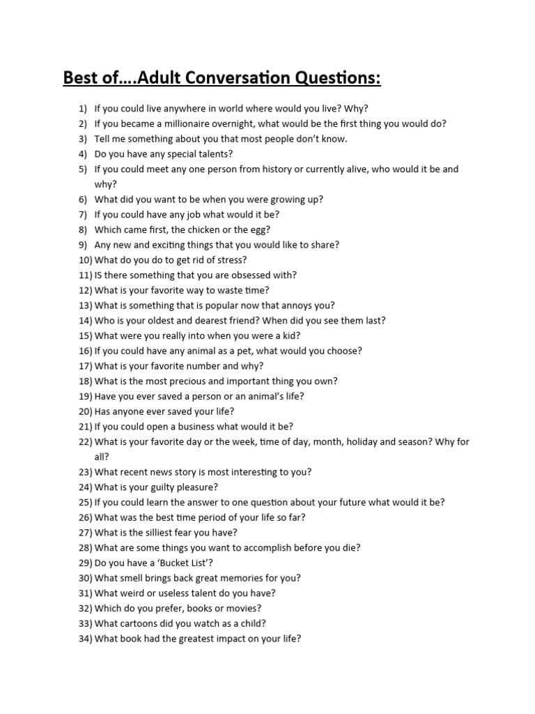 Adult Conversation Starters 83448 | PDF | Social Science