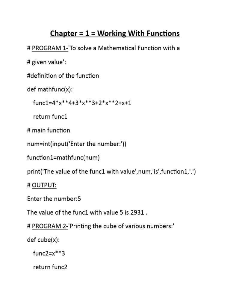 Working With Functions Practical | PDF | Area | Function (Mathematics)