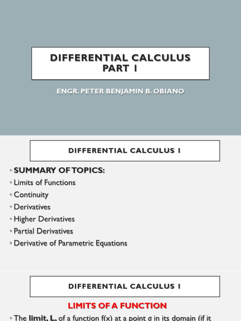 Differential Calculus Part 1 Notes | PDF