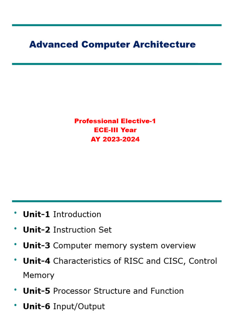 Unit-1 ACA | Download Free PDF | Central Processing Unit | Cpu Cache