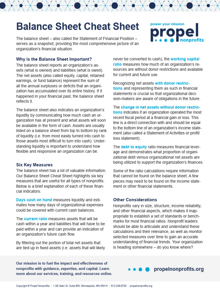 Balance Sheet Cheat Sheet | PDF | Balance Sheet | Private Sector