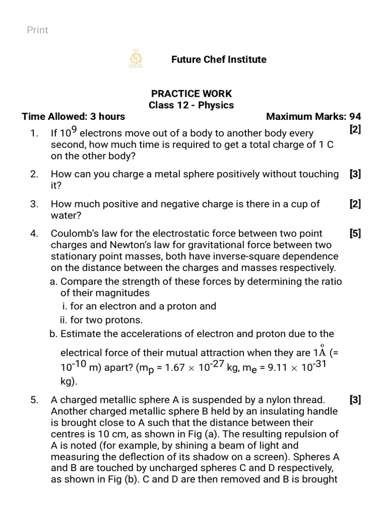 Print Question Paper | PDF | Electromagnetism | Electricity