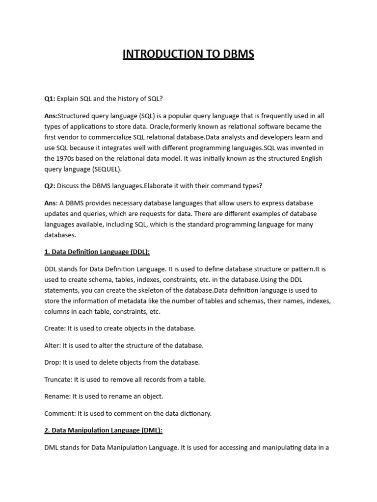 DBMS 1 | PDF | Databases | Sql