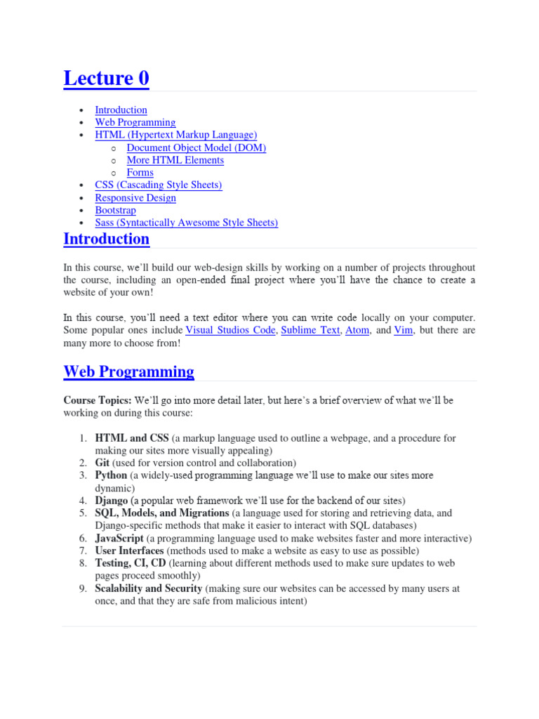 lecture0(HTML and CSS) | PDF | Html | Html Element
