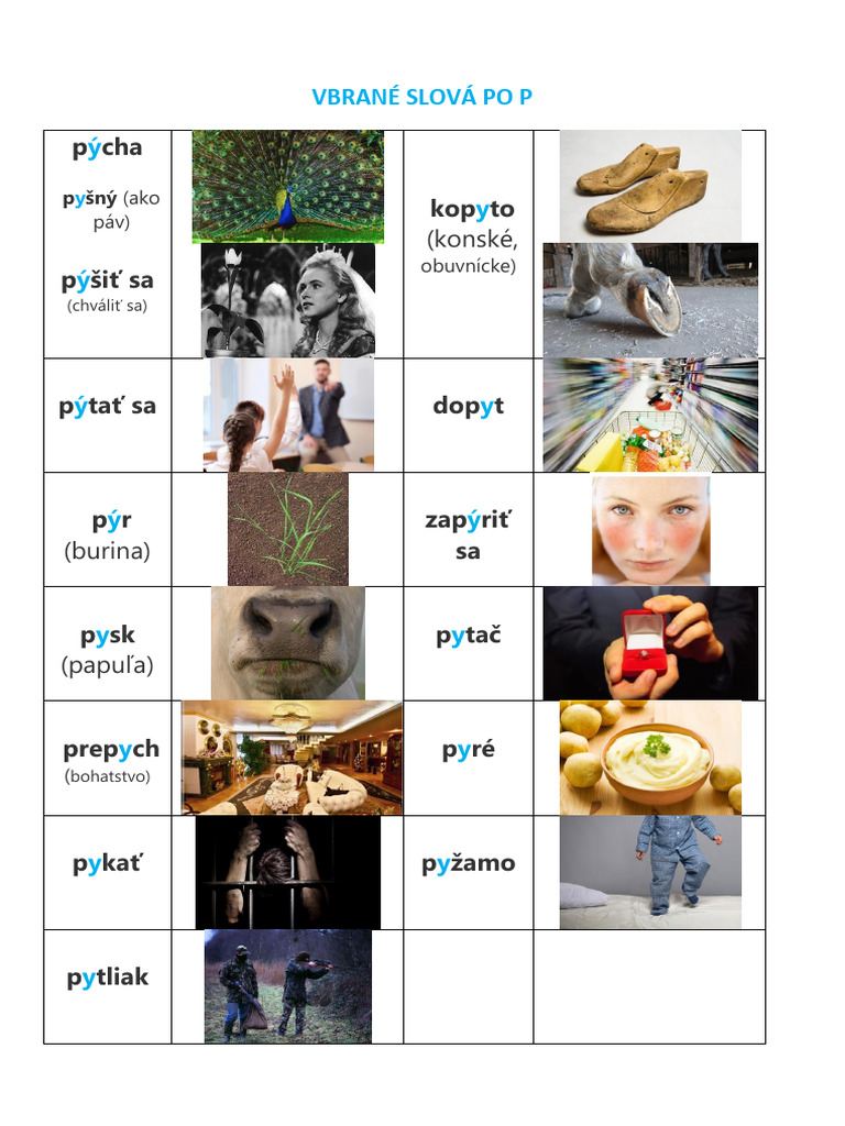 Vybrané Slová Po P | PDF