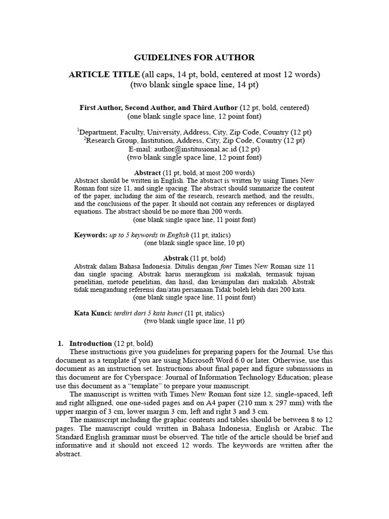 Article Template - UAS | PDF | Document | Written Communication