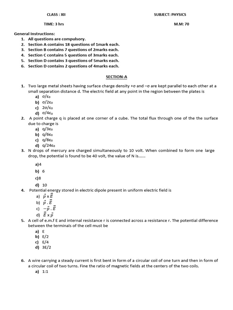 Class 12 UT Set 2 | PDF | Electromagnetic Radiation | Photoelectric Effect