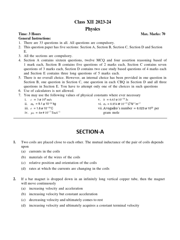 Class 12 Series 2 Physics | PDF | Inductor | Magnetic Field