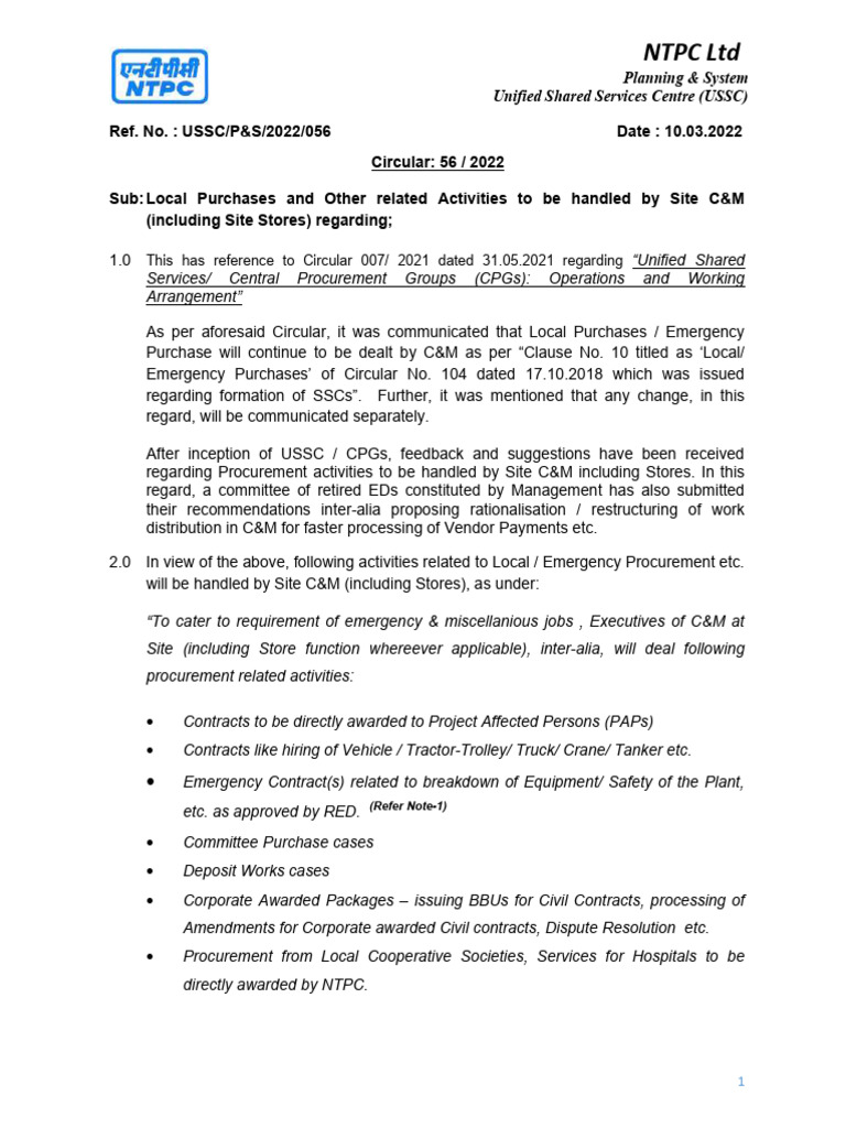 056 Local Purchase, Emergency Purchase and Activities To Be Performed ...