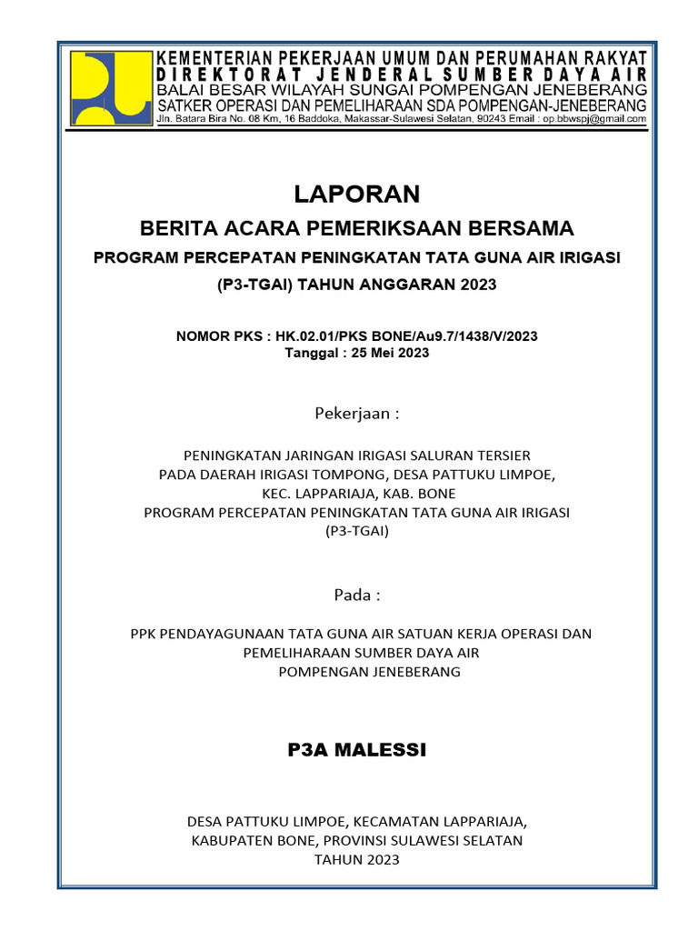 Laporan Pemeriksaan Bersama P3a | PDF
