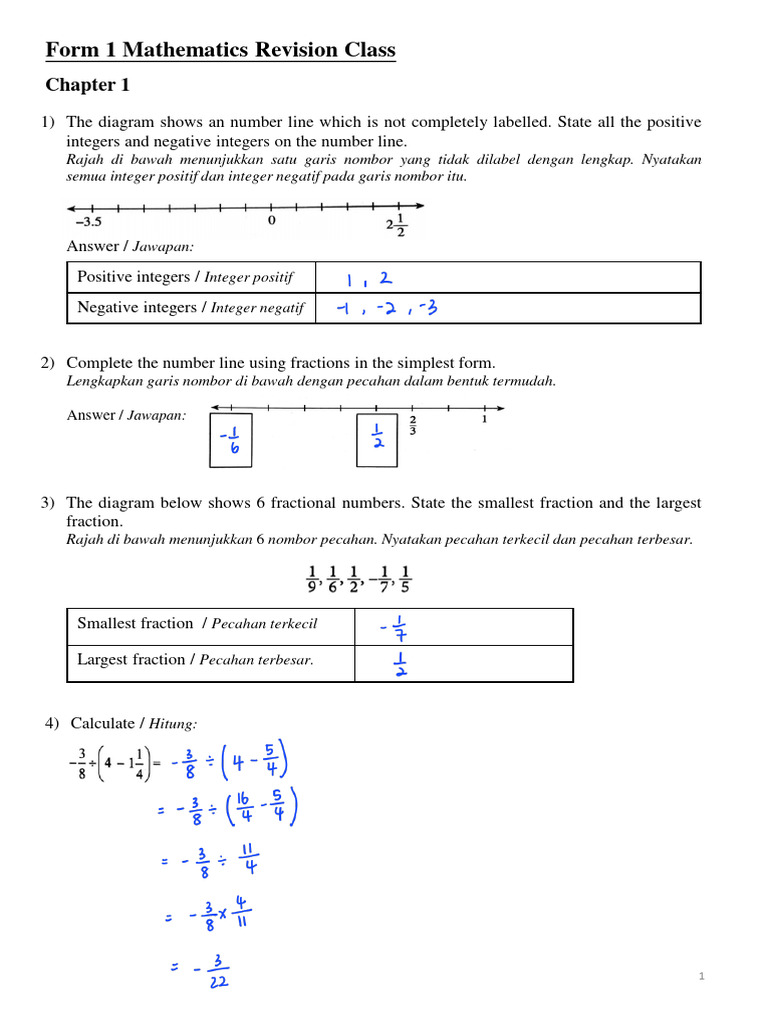 Revison Class F1 C1-C3 Exercises Answer | PDF