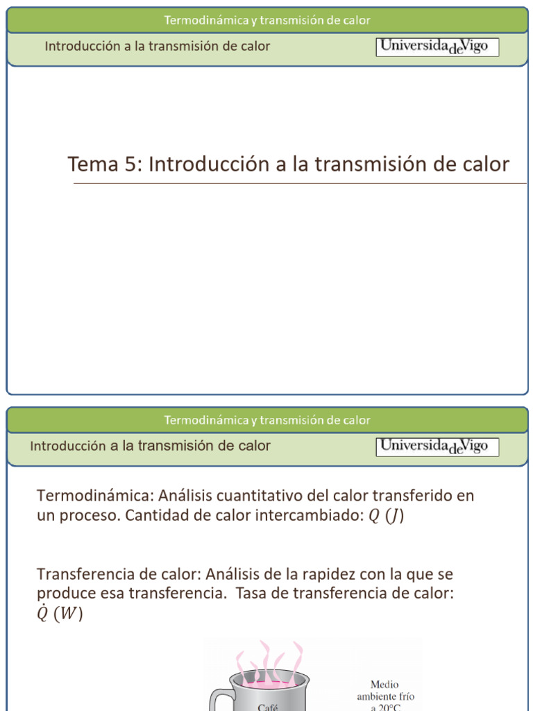 Tema 5 Introducción A La Transmision de Calor | PDF