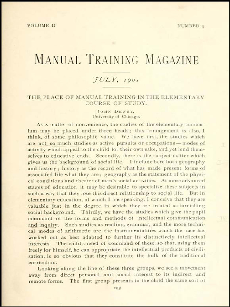 Dewey Manual Training | PDF