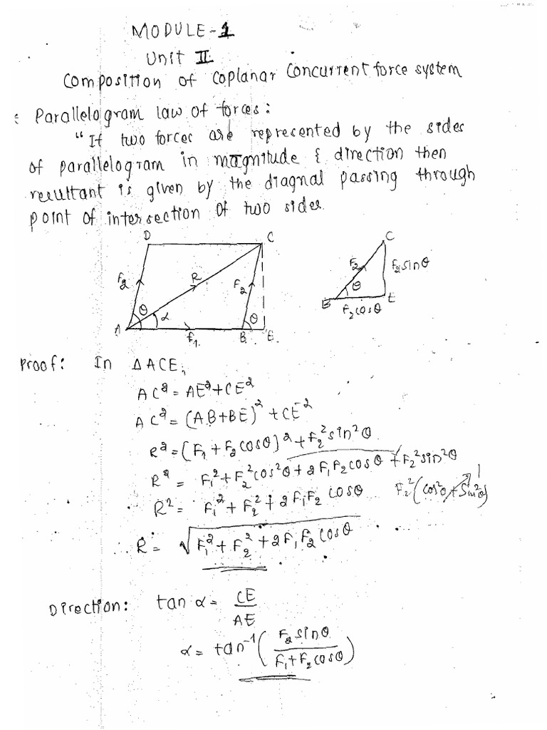 Civil - Module 1 Unit 2-Concurrent Force System | PDF Civil - Module 1 Unit 2-Concurrent Force System | PDF
