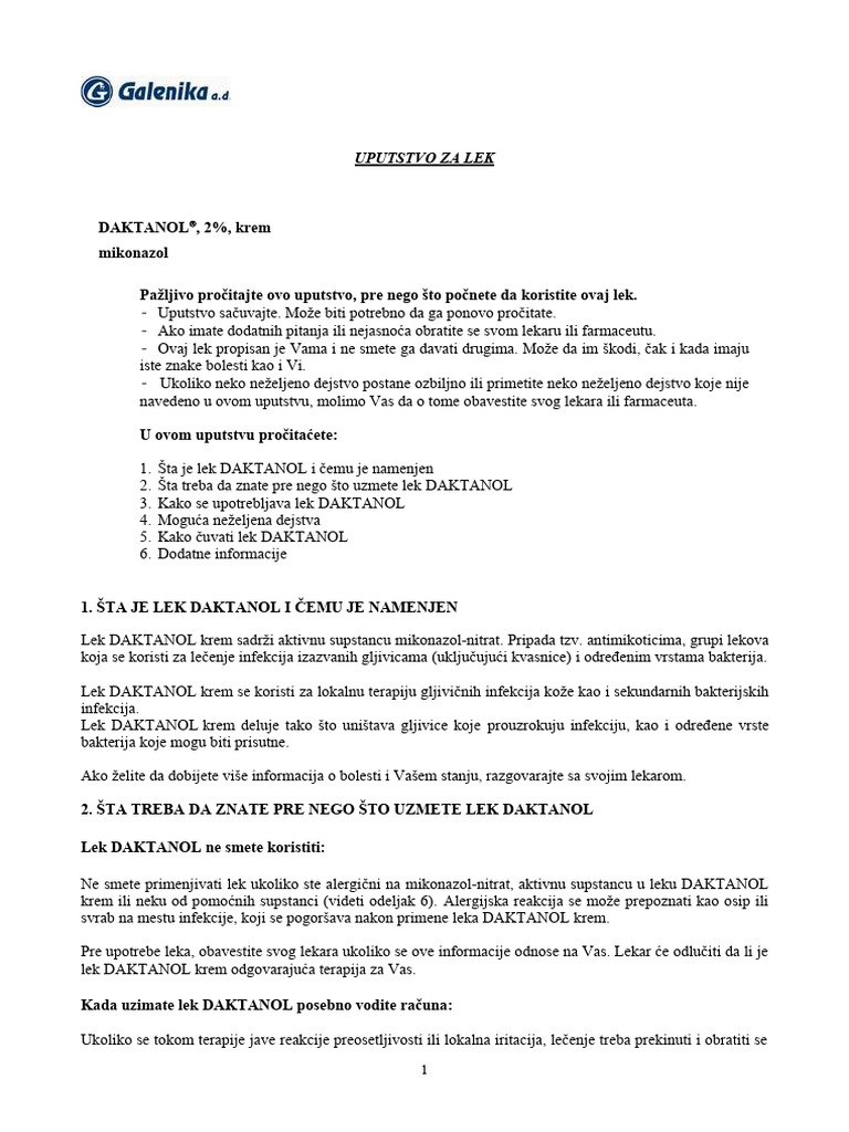 DAKTANOL Krem PIL - PN 3604 08 | PDF