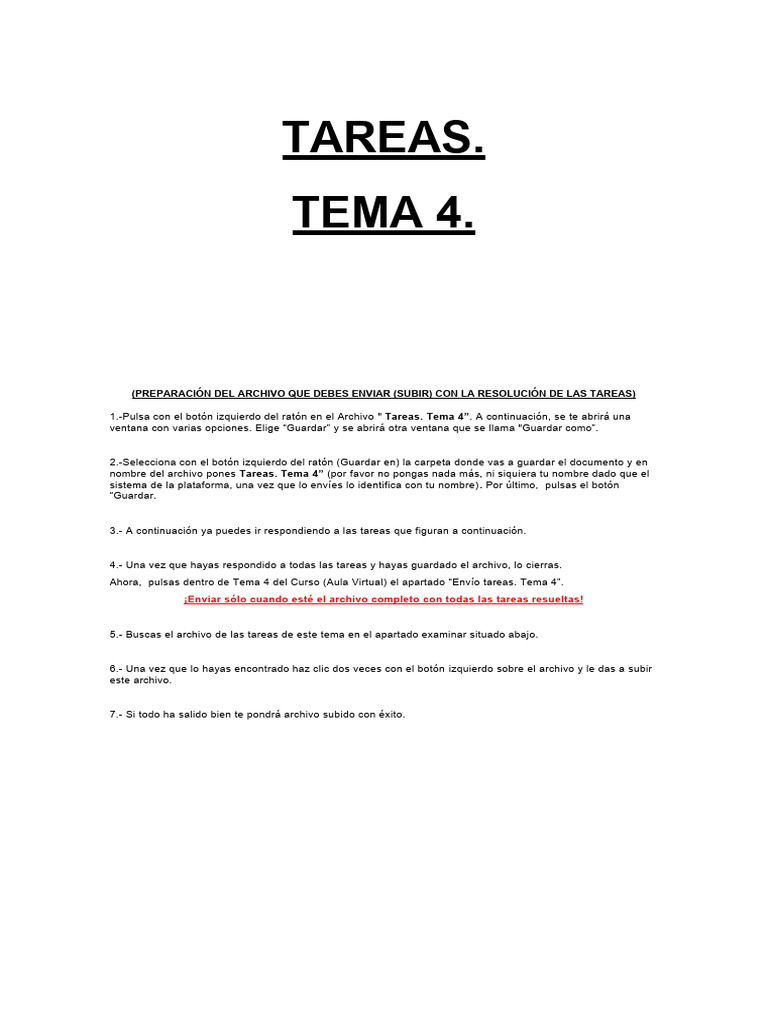 Tareas. Tema 4 | PDF