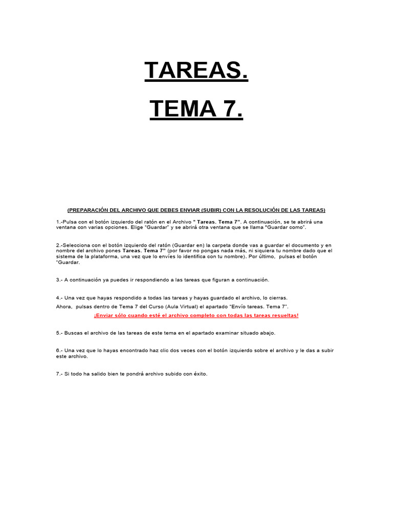 Tareas. Tema 7 | PDF