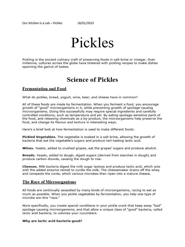 The Science and Art of Pickling | PDF | Pickling | Pickled Cucumber