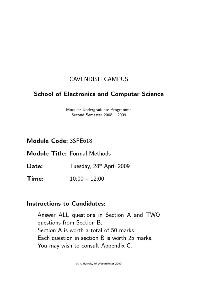 3SFE618 Formal Methods 2009 | PDF | Modular Programming | Computing