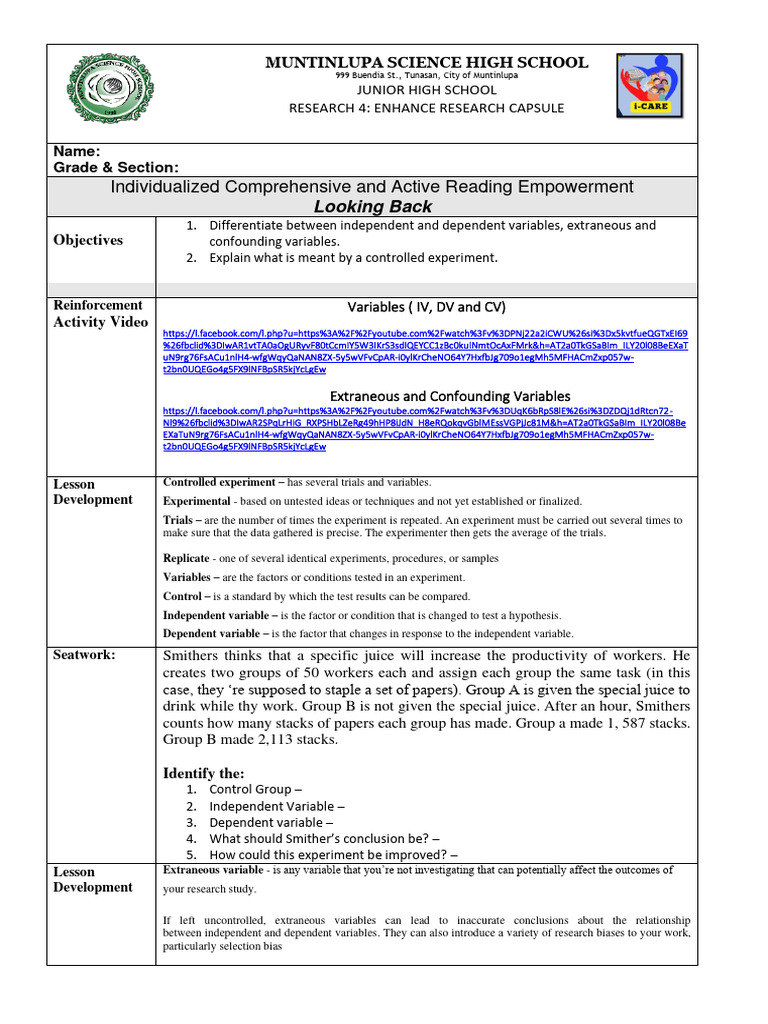 I Care Week 2.A | PDF | Confounding | Experiment