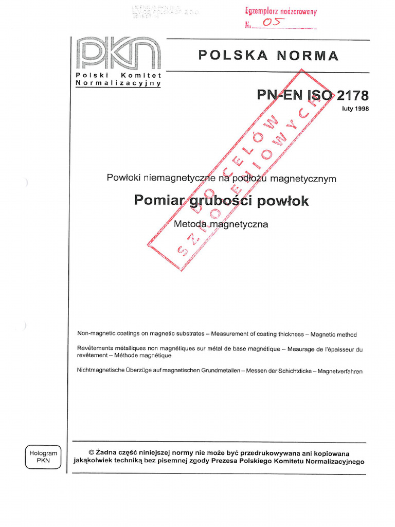 Polska Norma Pn-En Iso 2178 | PDF