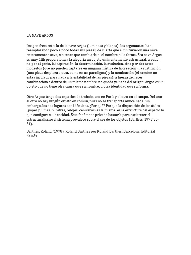 Barthes La Nave Argos | PDF