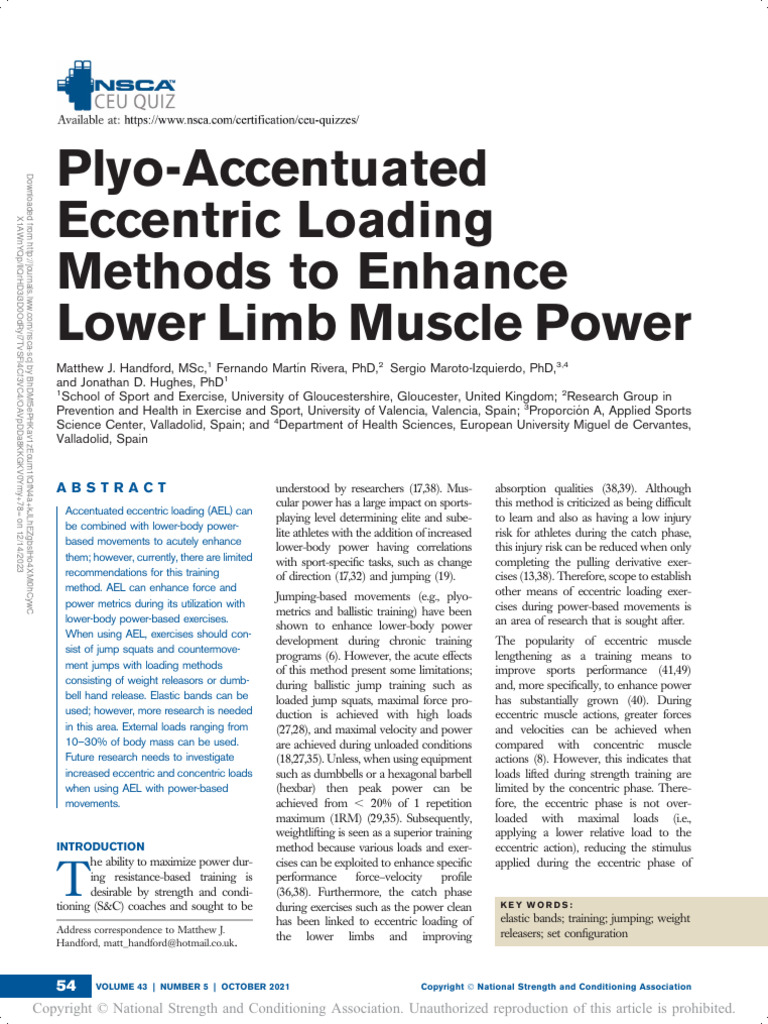 Plyo Accentuated Eccentric Loading Methods To.5 | PDF
