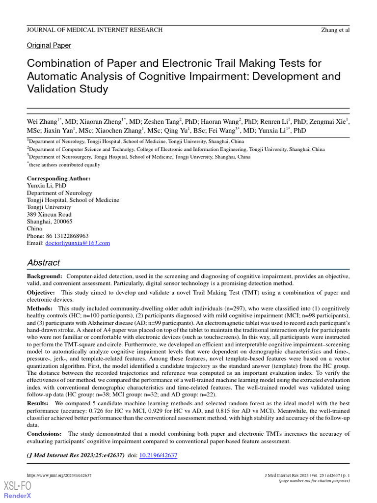 Electronic Trail Making Tests | Download Free PDF | Dementia | Medical ...