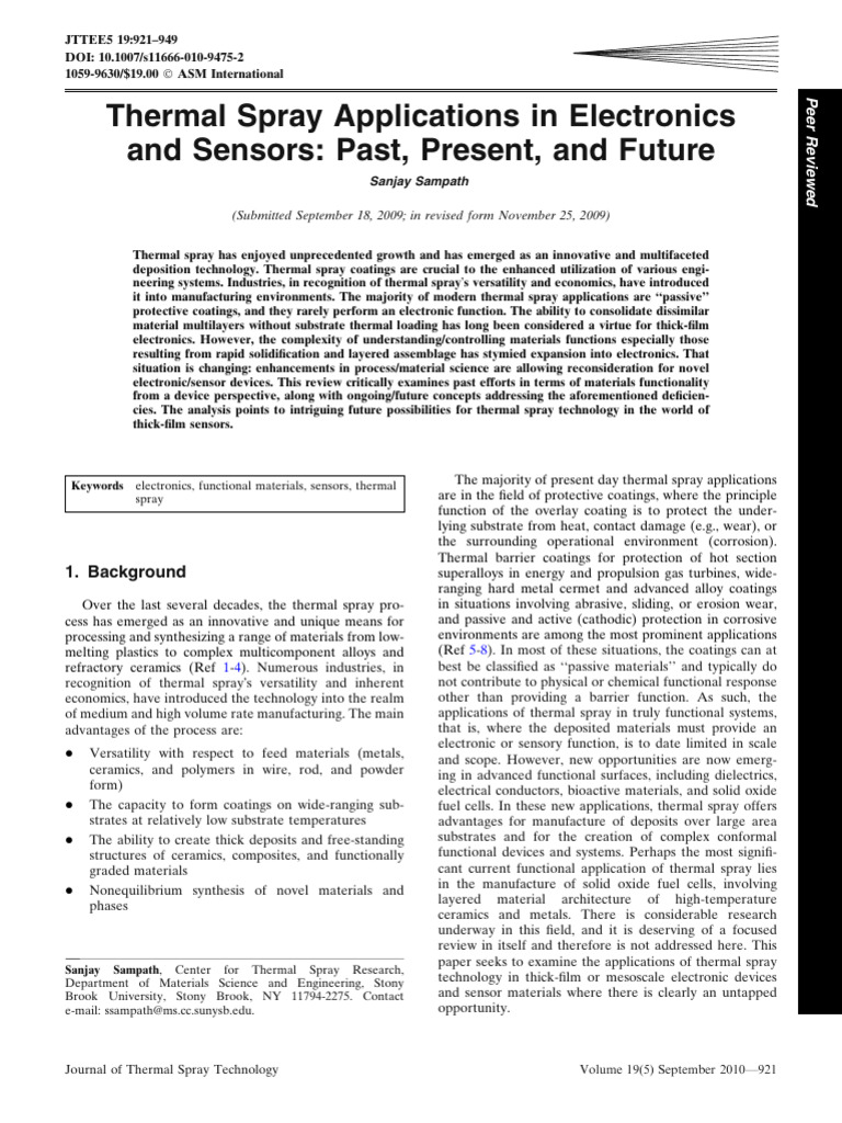 Thermal Spray Applications in Electronics and Sensors: Past, Present ...
