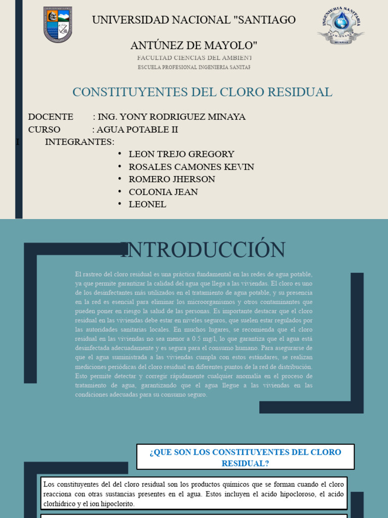 Cloro Residual | PDF | Agua potable | Agua
