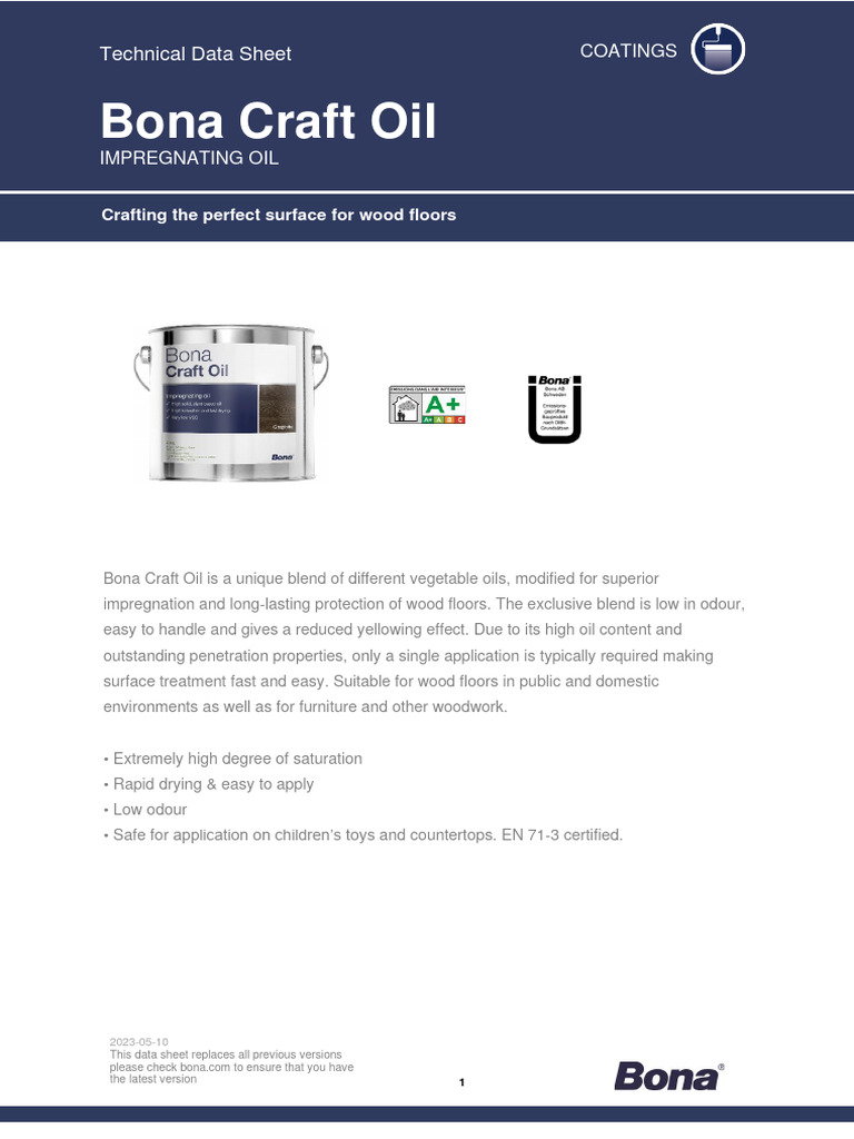 Tds - Bona Craft Oil Eu 2310 | PDF | Humidity | Textiles
