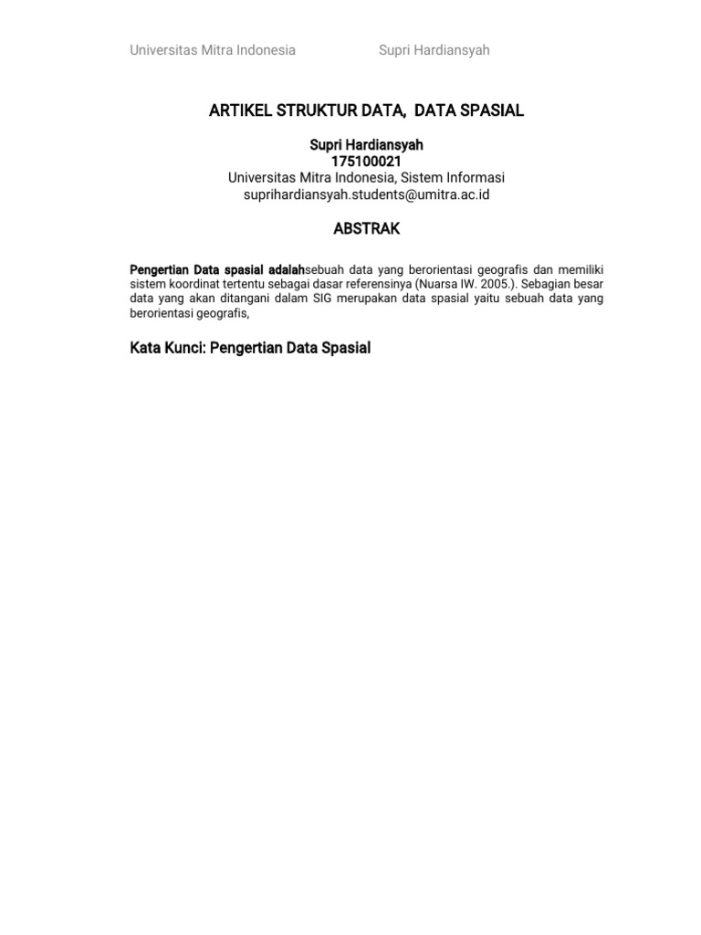 Pengertian dan Model Data Spasial | PDF