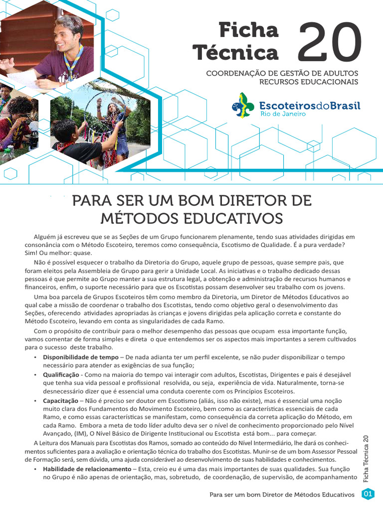 Ficha Técnica 20 para Ser Um Bom Diretor de Métodos Educativos | PDF