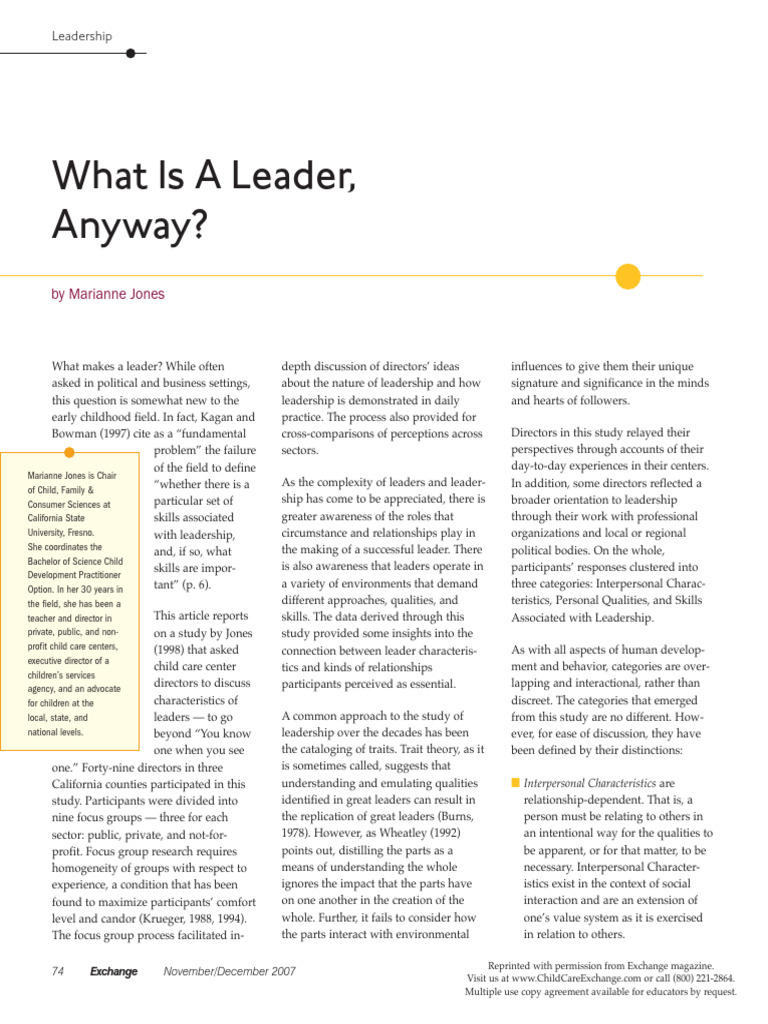 What Is A Leader, Anyway?: Guidelines and Training | PDF | Leadership ...