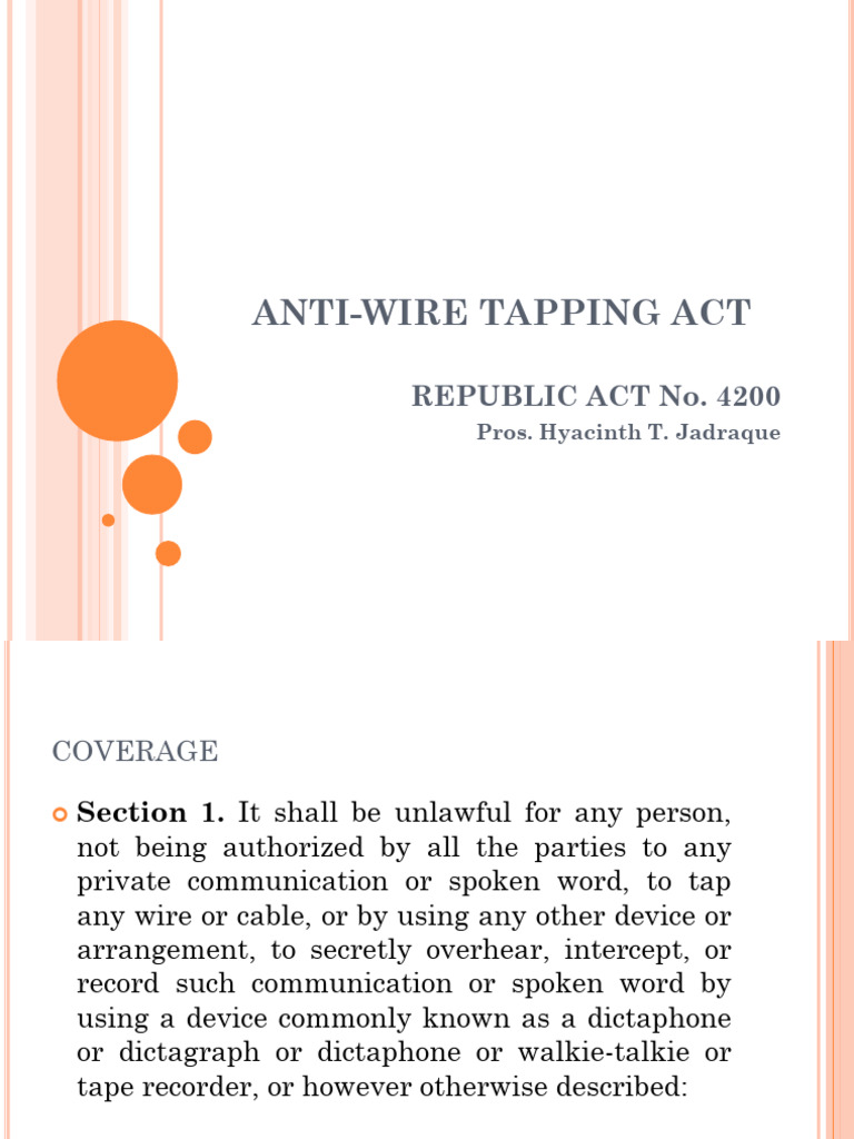 Anti-Wire Tapping Act | PDF | Social Science | Law