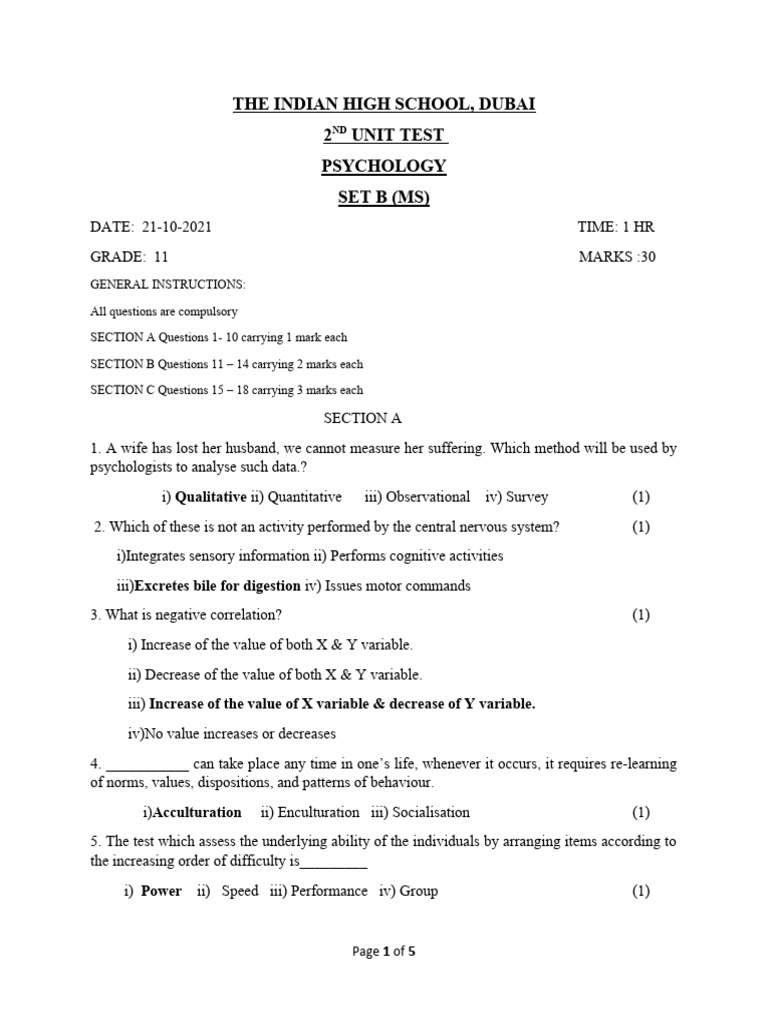Unit Test 2 Set B Ms Pdf Socialization Interview