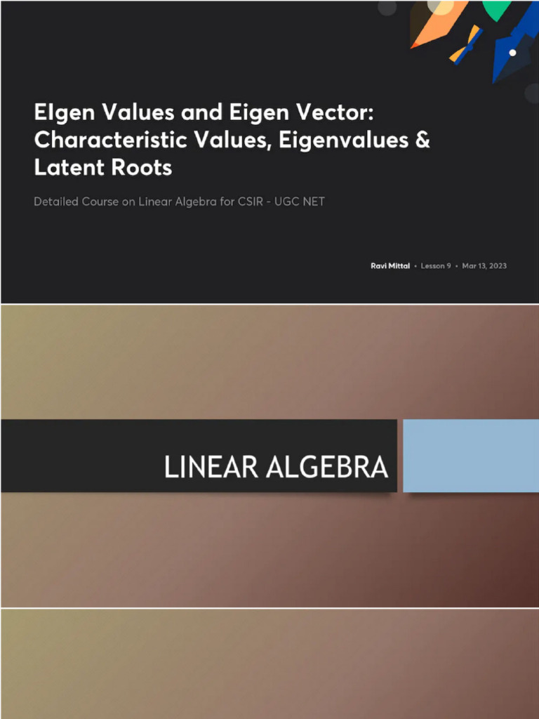 EIgen Values and Eigen Vector Characteristic Values Eigenvalues Latent ... EIgen Values and Eigen Vector Characteristic Values Eigenvalues Latent ...