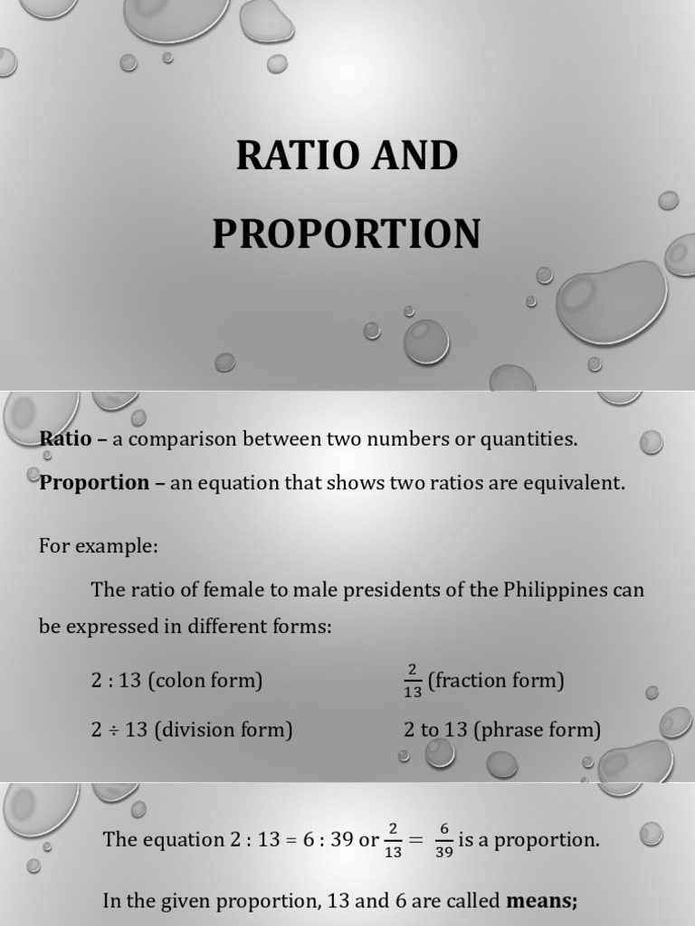 Ratio and Proportion | PDF