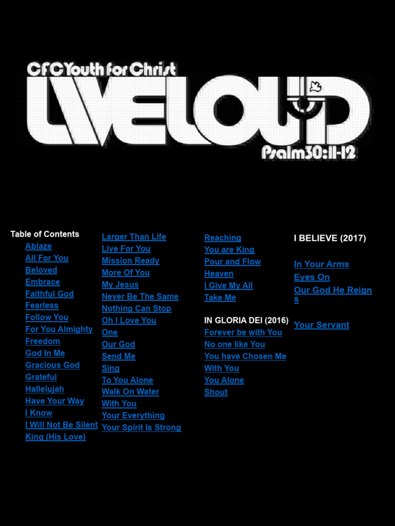 Liveloud Songboard (From 2013-2017) | PDF | Glory (Religion) | Song Structure