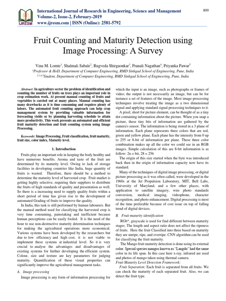 Fruit Counting and Maturity Detection Using | PDF | Image Segmentation | Applied Mathematics