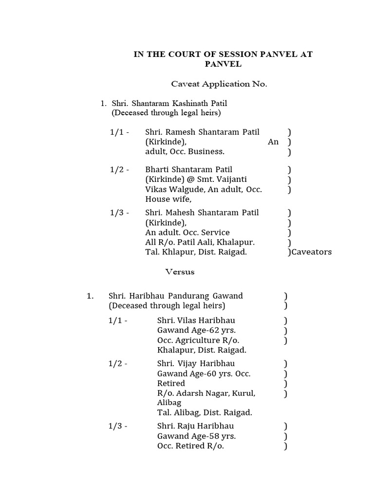 Caveat Application Khlapur Case | PDF