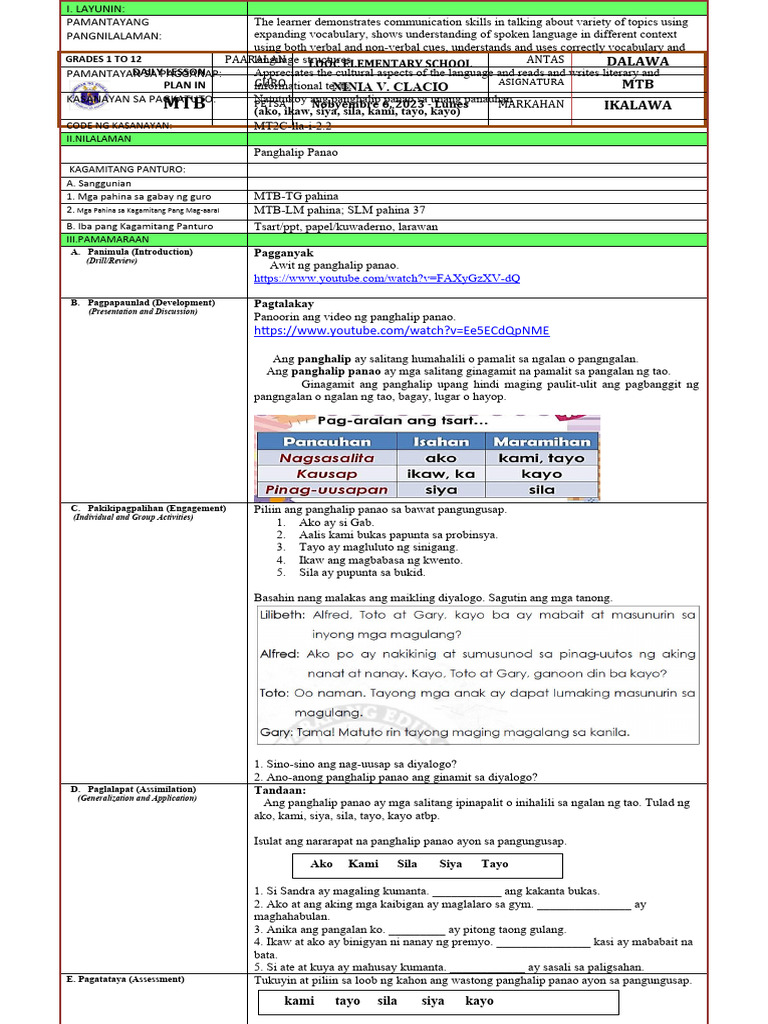 MTB2 DLP Q2 WEEK1 Day1 | PDF