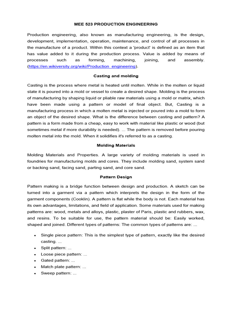 MEE 523 Production Engineering | PDF | Forging | Chemistry
