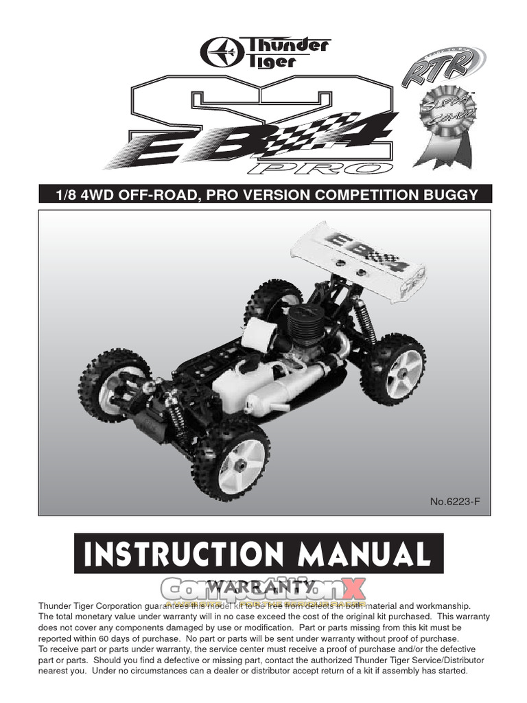Thunder Tiger Eb4 s2 Pro RTR Manual | PDF | Carburetor | Throttle