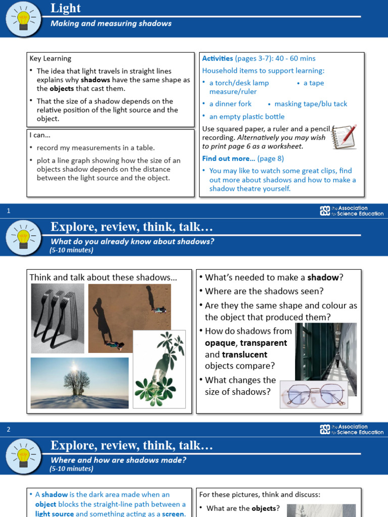 Light and Shadow | PDF | Shadow | Dependent And Independent Variables