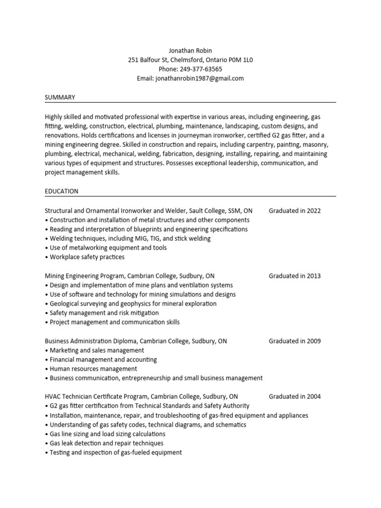 Skilled Ironworker & Technician Resume | PDF