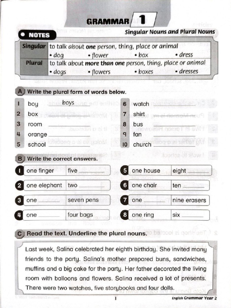 Grammar Year 2 | PDF