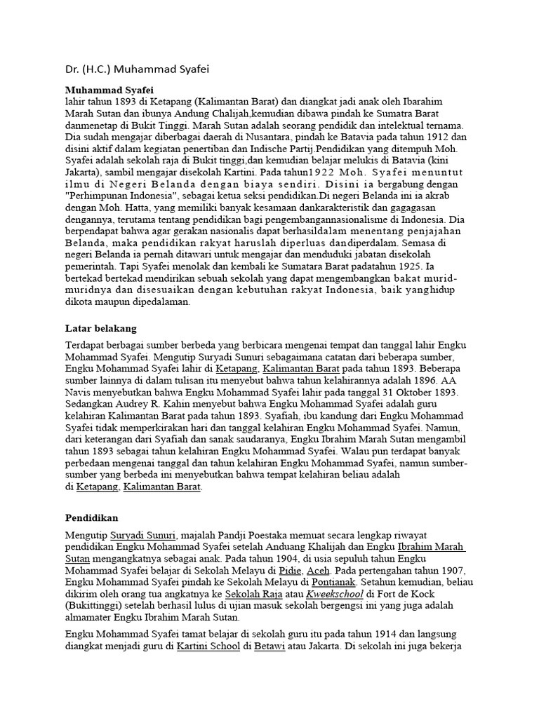 Biografi Dr. Muhammad Syafei | PDF | Perjalanan