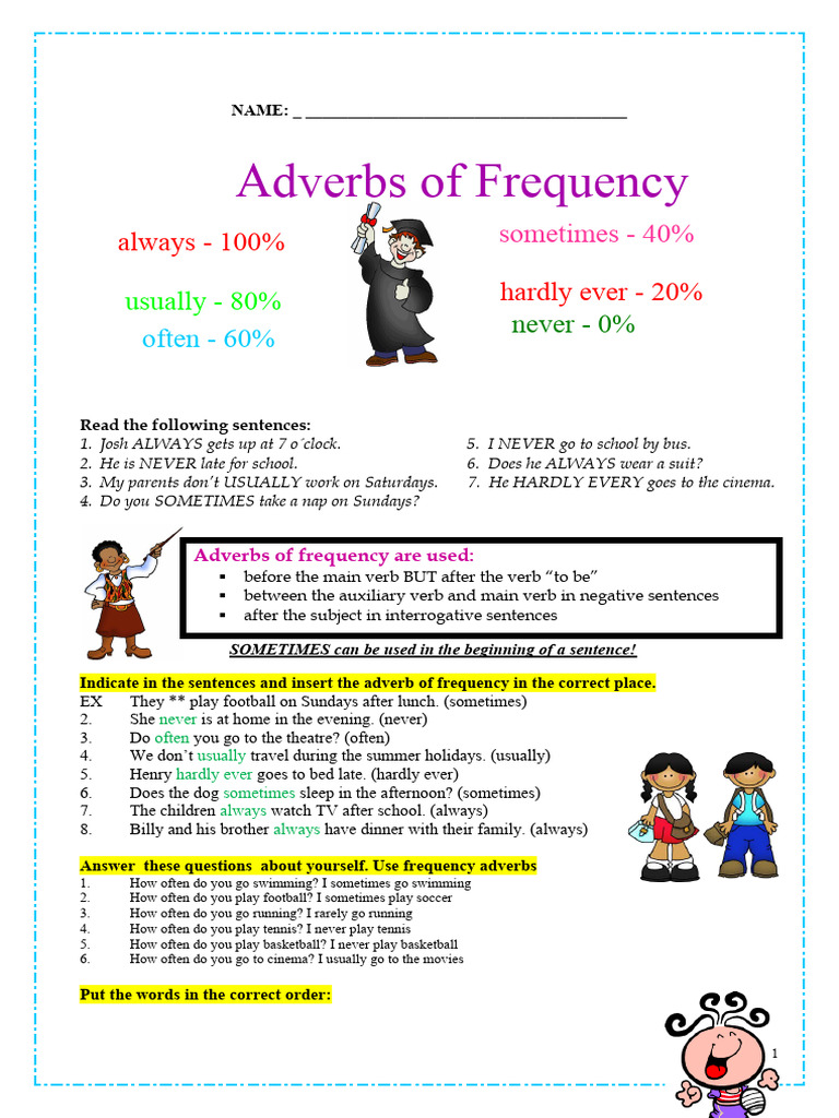 Adverbs of Frequency Exercises | PDF | Foreign Language Studies | Self ...